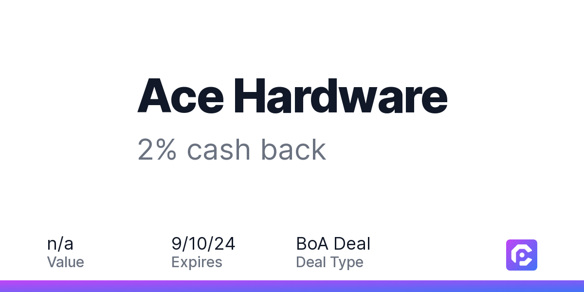 Ace Hardware: 2% cash back | CardPointers