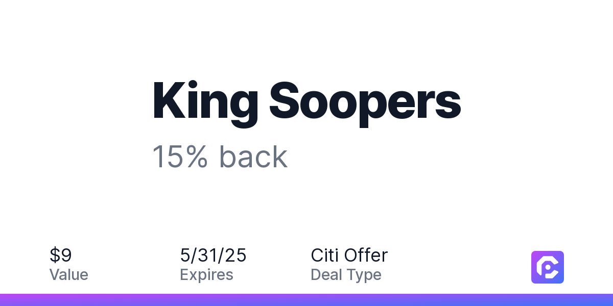 King Soopers: 15% back | CardPointers